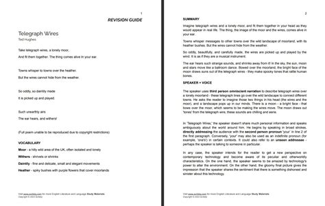 Telegraph Wires By Ted Hughes Complete Lesson Study Guide
