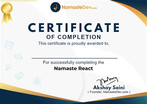certificate namaste react