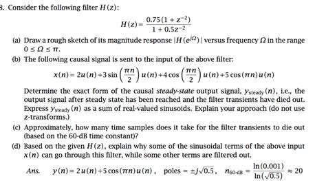 Consider The Following Filter H Z H Z 0 75 1