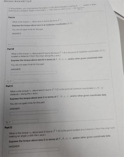 Solved A Force F Of Magnitude F Making An Angle θ With The X