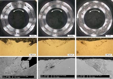 Fretting Contact Surface Upper Row Crack Pair Middle Row And Crack