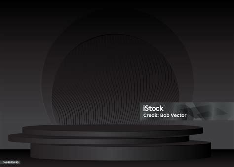 블랙 공상 과학 모형 제품 디스플레이 미래 회색 벡터 3d 룸 최소 실린더 받침대 연단 프레젠테이션을 위한 무대 쇼케이스 기하학적 형태 빈 장면 3차원 형태에 대한 스톡