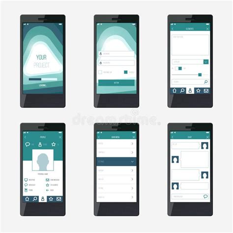 Template Mobile Application Interface Design Stock Vector Illustration Of Application