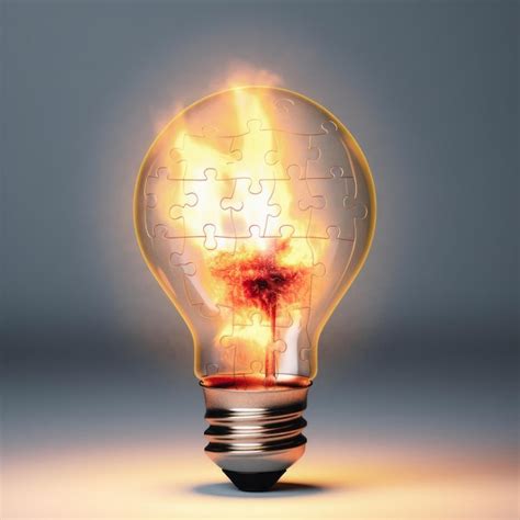 Premium AI Image Puzzle And Light Bulb