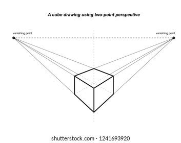 How Draw Cube Perspective Drawing Scheme Stock Vector Royalty Free Shutterstock