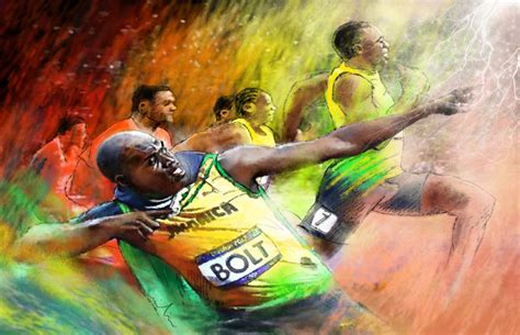 Olympics 2012 100 Metres Gold Medal Usain Bolt Sport Paintings
