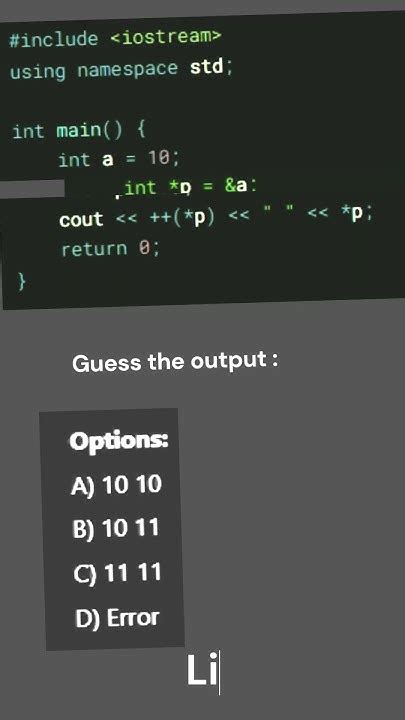 Guess Of The Output Of The Following Code Video24 Please Subscribe Programming C Cpp