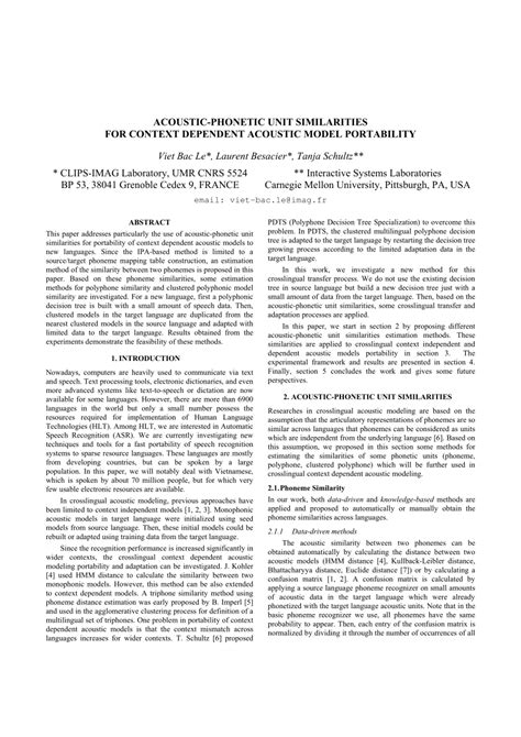 Pdf Acoustic Phonetic Unit Similarities For Context Dependent