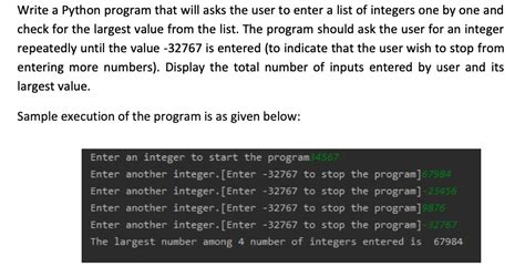 Solved Write A Python Program That Will Asks The User To Chegg Com