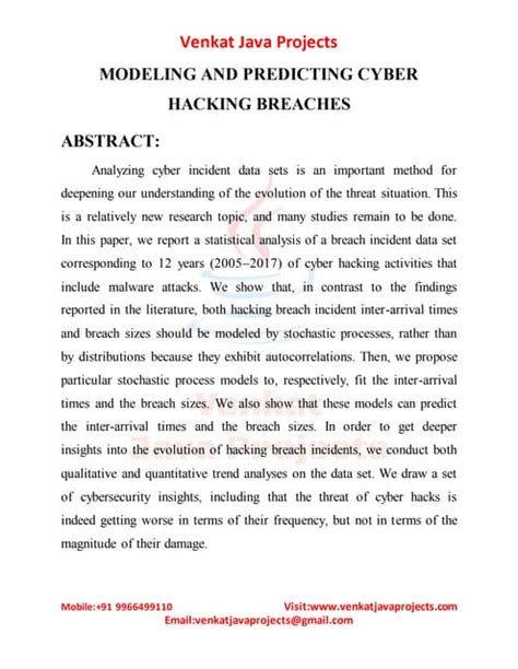Modeling And Predicting Cyber Hacking Breaches Docx Databases Computer Software And
