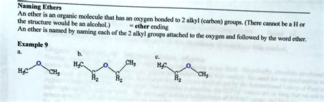 Naming Ethers An Ether Is An Organic Molecule That Has The Structure Would Be An Alcohol An