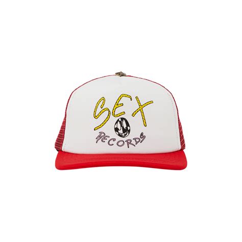 Chrome Hearts Sex Records Trucker Hat Red White Editorialist