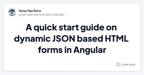 Article A Quick Start Guide On Dynamic Json Based Html Forms In