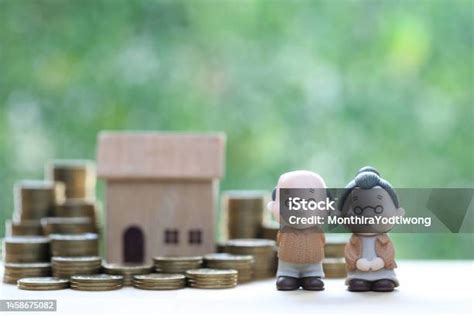 뮤추얼 펀드 자연 녹색 배경에 사랑 부부 시니어 및 모델 하우스 미래에 대비하기위한 돈을 절약하고 연금 은퇴 개념 0명에 대한 스톡 사진 및 기타 이미지 Istock