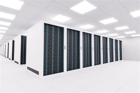 premium photo data center with many rows of servers