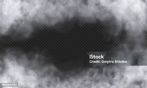 어두운 투명한 배경에 고립된 흰 안개 또는 연기 벡터 일러스트 레이 션 배경 주제에 대한 스톡 벡터 아트 및 기타 이미지