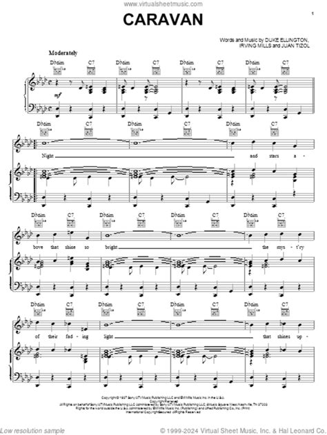 Duke Ellington Caravan Sheet Music For Voice Piano Or Guitar