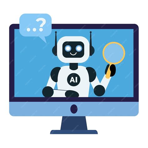 Premium Vector Ai Chat Bot On The Computer Monitor Screen Searching Information