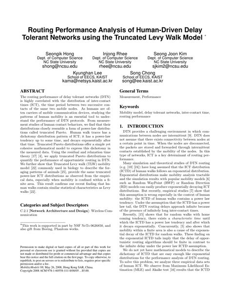 Pdf Routing Performance Analysis Of Human Driven Delay Tolerant