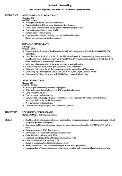 Abap Consultant Resume Samples Velvet Jobs