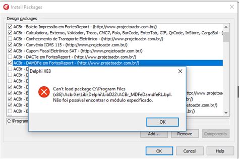 erro ao instalar acbr em delphi xe8 dúvidas gerais sobre o acbr