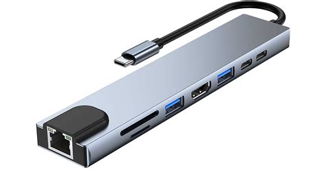 Camvate 8 In 1 Multiport Adapter Usb C Hub Silver C3406 Bandh