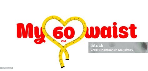 흰색 배경에 내 60cm 허리가 빨간색 비문 뒤에 심장의 형태로 노란색 센티미터 측정 테이프의 아름다운 넓은 수평 그림 0명에 대한 스톡 벡터 아트 및 기타 이미지 Istock