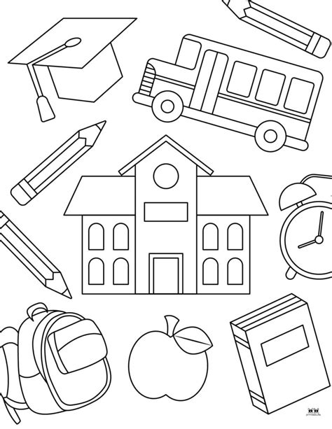 Kindergarten School Supplies Coloring Pages Back To School Free