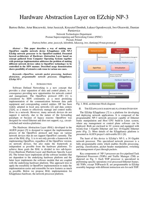 Pdf Hardware Abstraction Layer On Ezchip Np 3