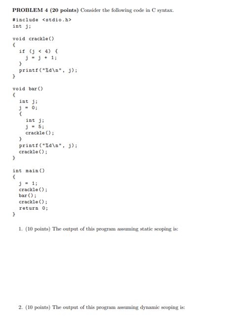 Solved PROBLEM Points Consider The Following Code In Chegg