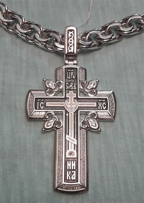 Big Greece Orthodox Relics Silver Cross Pendant Cross Of Calvary The