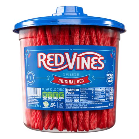 Red Vines Original Red Licorice Twists 35lb Jar American Licorice
