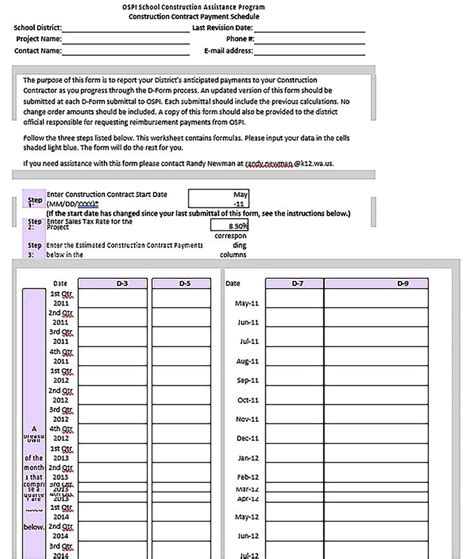 Printable Contract Payment Schedule Template