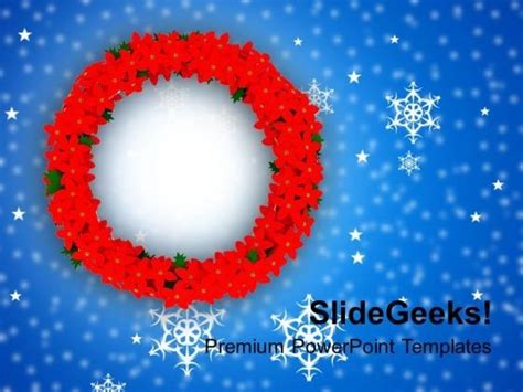 Christmas Wreath In Red Color Powerpoint Templates Ppt Backgrounds For Slides 1212