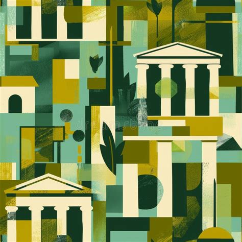 Abstract Geometric Shapes With Classic Architecture Elements Stock