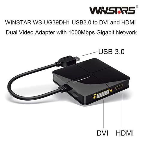 Winstars USB Dual Head Display With Gigabit Ethernet Adapter WS UG DH Video Adapters