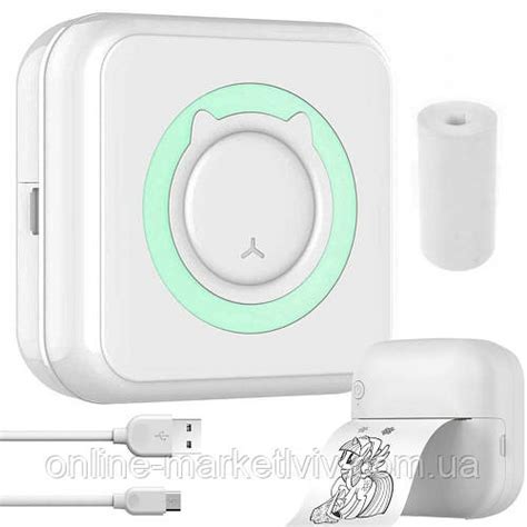 Портативный Bluetooth принтер рулон Бирюзовый Мини принтер для печати с телефона