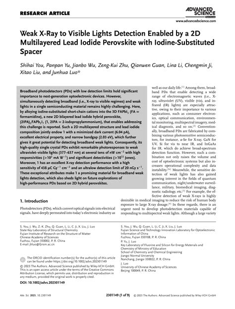pdf weak x‐ray to visible lights detection enabled by a 2d