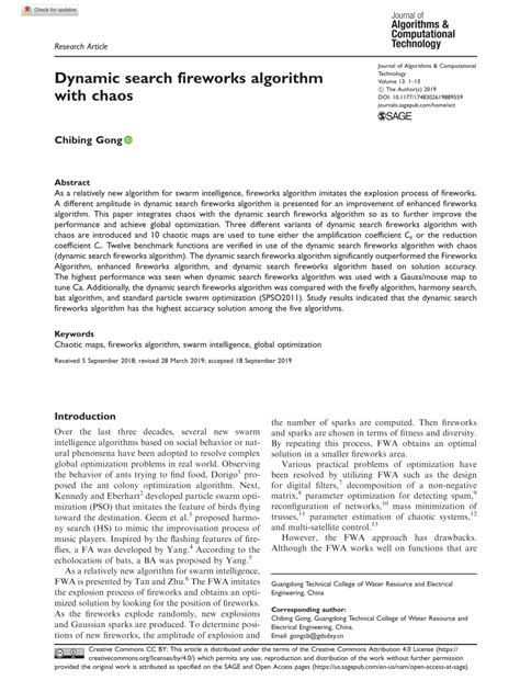 Pdf Dynamic Search Fireworks Algorithm With Chaos