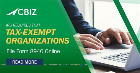 Irs Requires That Tax Exempt Organizations File Form 8940 Online Mark