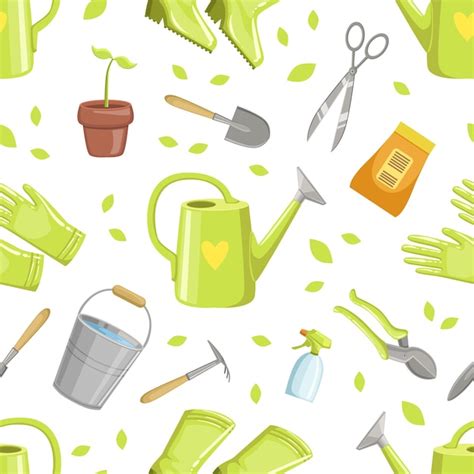 다양한 정원 도구의 무 무 모양 터 일러스트레이션 프리미엄 벡터
