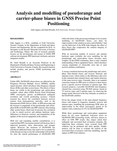 pdf analysis and modelling of pseudorange and carrier phase biases in