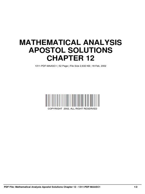 Mathematical Analysis Apostol Solutions Chapter 12 Pdf Pdf