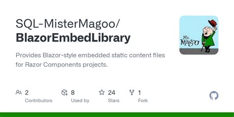 GitHub SQL MisterMagoo BlazorEmbedLibrary Provides Blazor Style Embedded Static Content Files