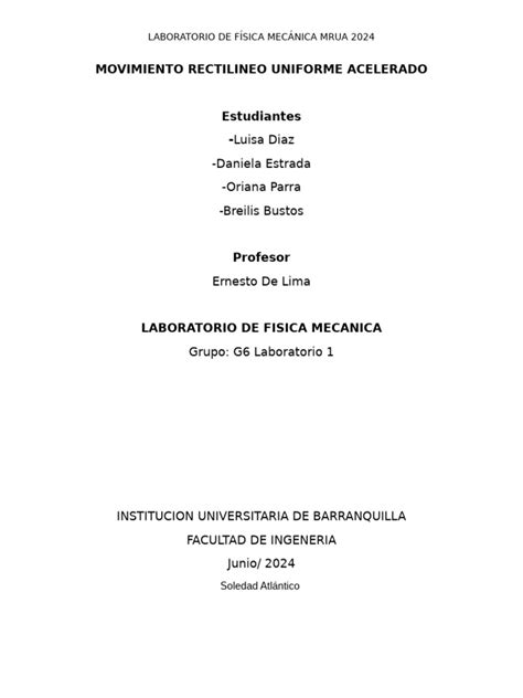 Informe Mrua Fisica Mecanica Pdf