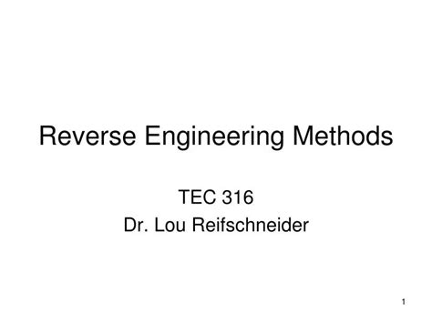 Ppt Reverse Engineering Methods Powerpoint Presentation Free