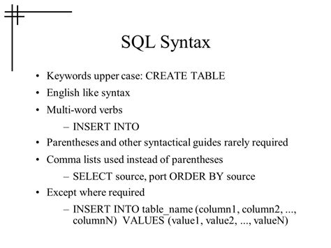 Comp234 Perl Sql Sql Syntax Keywords Upper Case Create Table