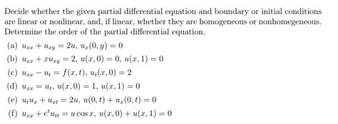 solved decide whether the given partial differential
