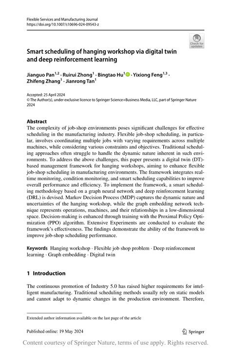 Smart Scheduling Of Hanging Workshop Via Digital Twin And Deep