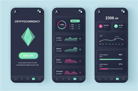 Cryptocurrency Mining Unique Neomorphic Mobile App Design Kit 2301330
